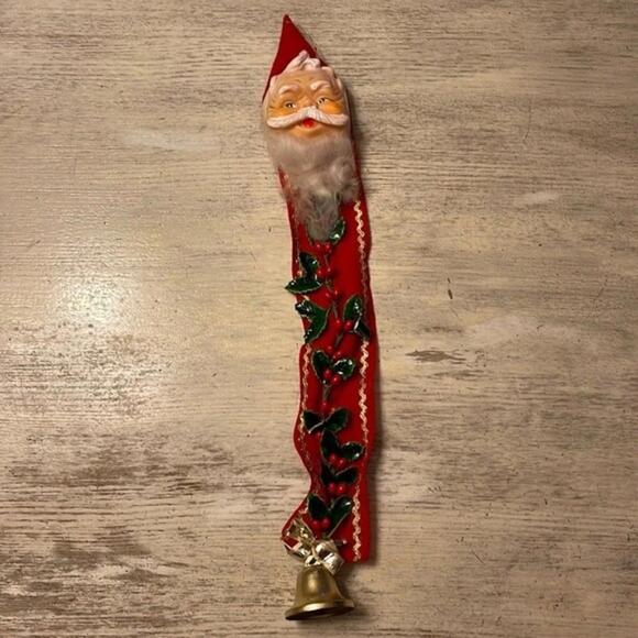 Accents | Vintage Felt Plastic Santa Face Holly Berries Door Wall ...